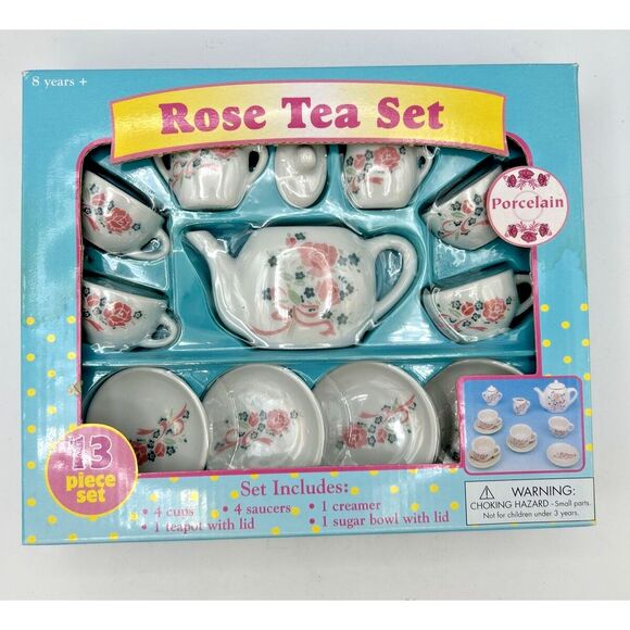 Kitchen | Miniature Rose Porcelain Tea Set Girls Kid Toys Floral ...